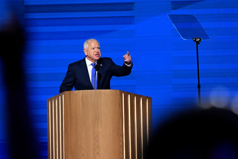 Democratic VP pick Tim Walz accepts nomination at party convention